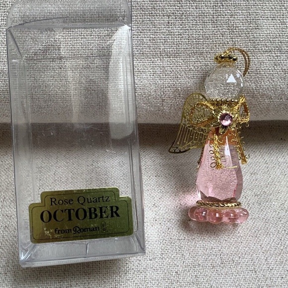 Holiday | Nib Vintage Rose Quartz Angel Figurine October Birthday ...